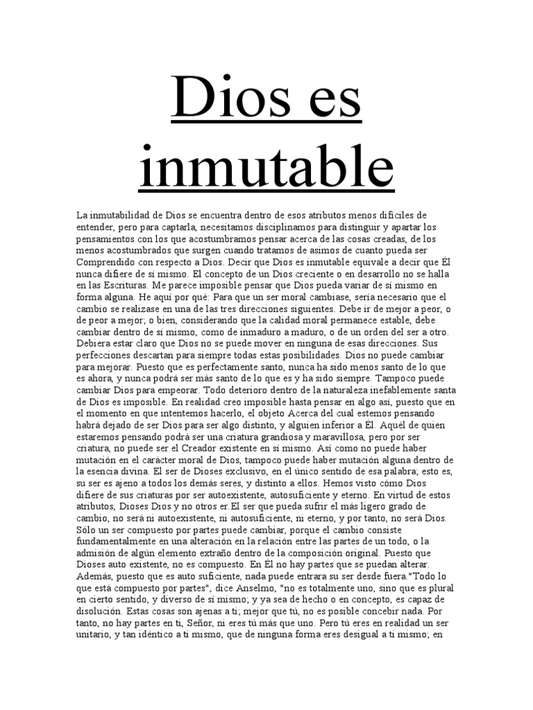 Dios Es Inmutable | PDF | Dios | Pecado