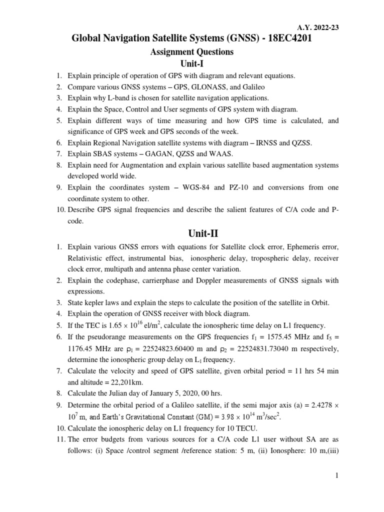 GNSS - Assignment Questions | PDF | Global Positioning System | Computing