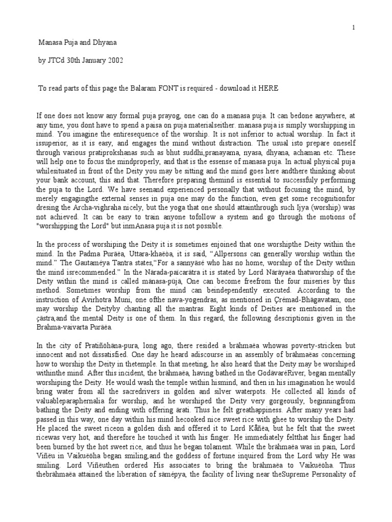 A Guide to Performing Manasa Puja: Worshipping the Lord Within the Mind ...