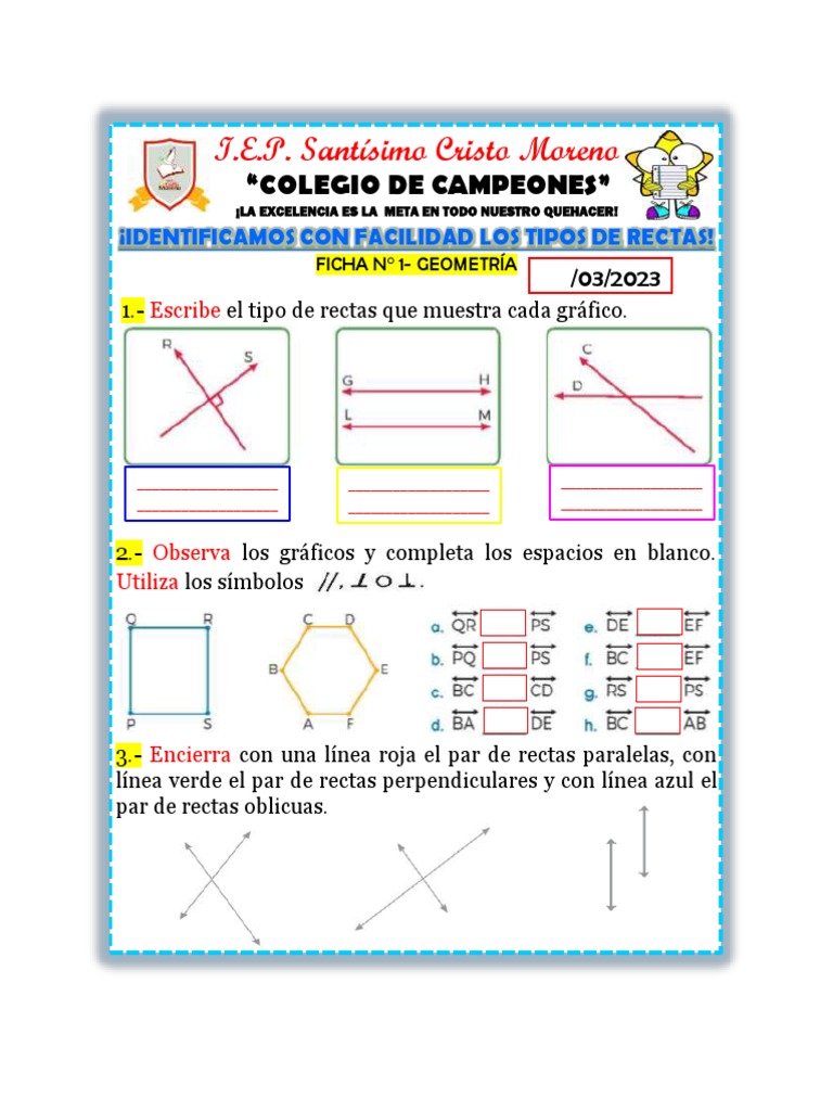 Tipos de Rectas Tercer Grado 2023 | PDF