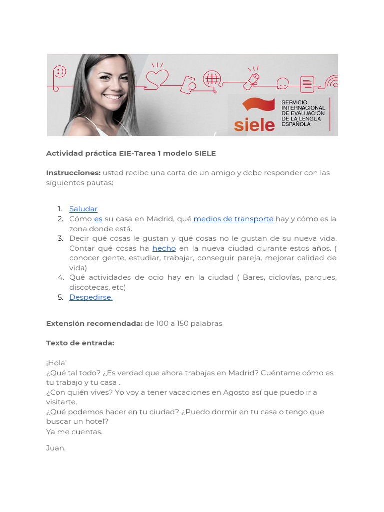 Actividad práctica EIE-Tarea 2 modelo SIELE | PDF