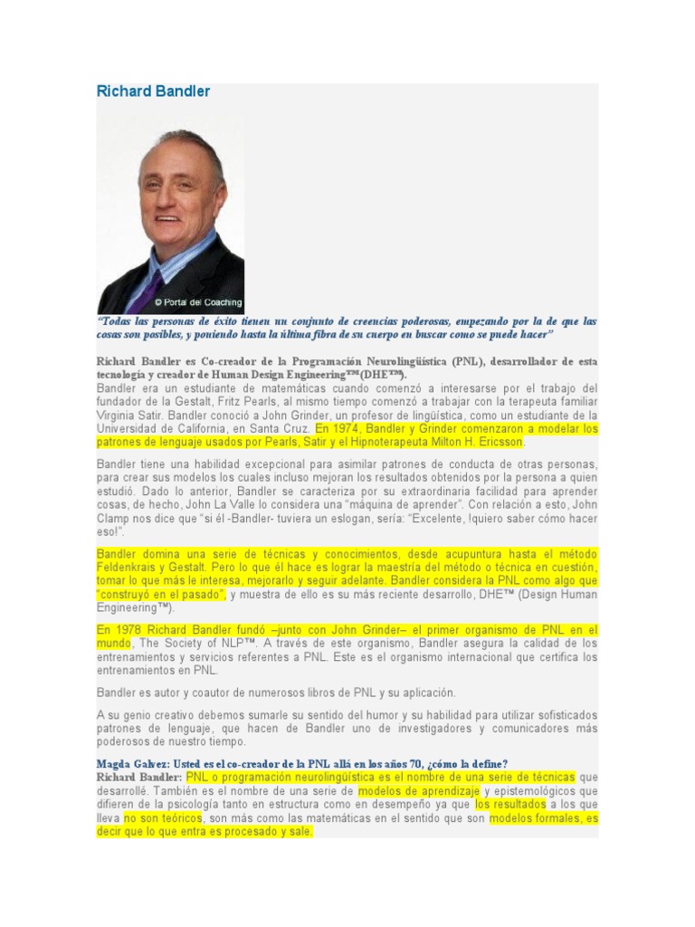 Richard Bandler | PDF | Programación neurolingüistica | Science