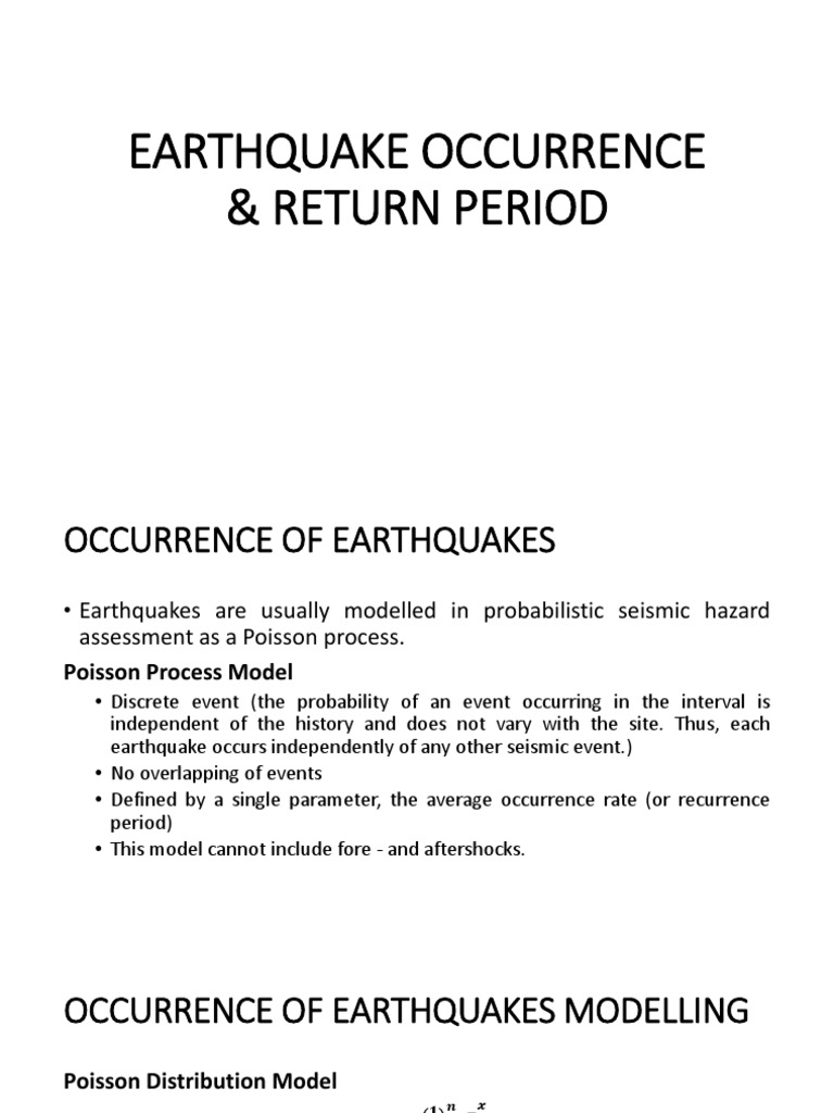 Unit 3 EARTHQUAKE OCCURRENCE RETURN PERIOD | PDF | Earthquakes | Seismology