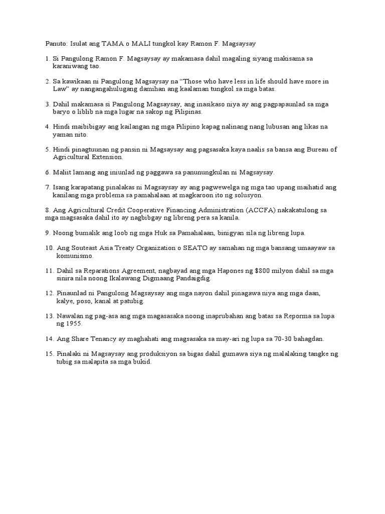 Hekasi 5 - Ramon Magsaysay | PDF