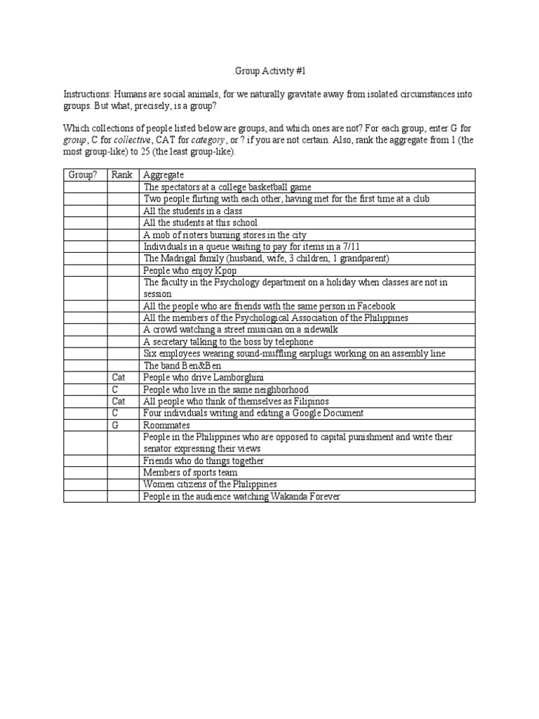 Group Activity 1 | PDF