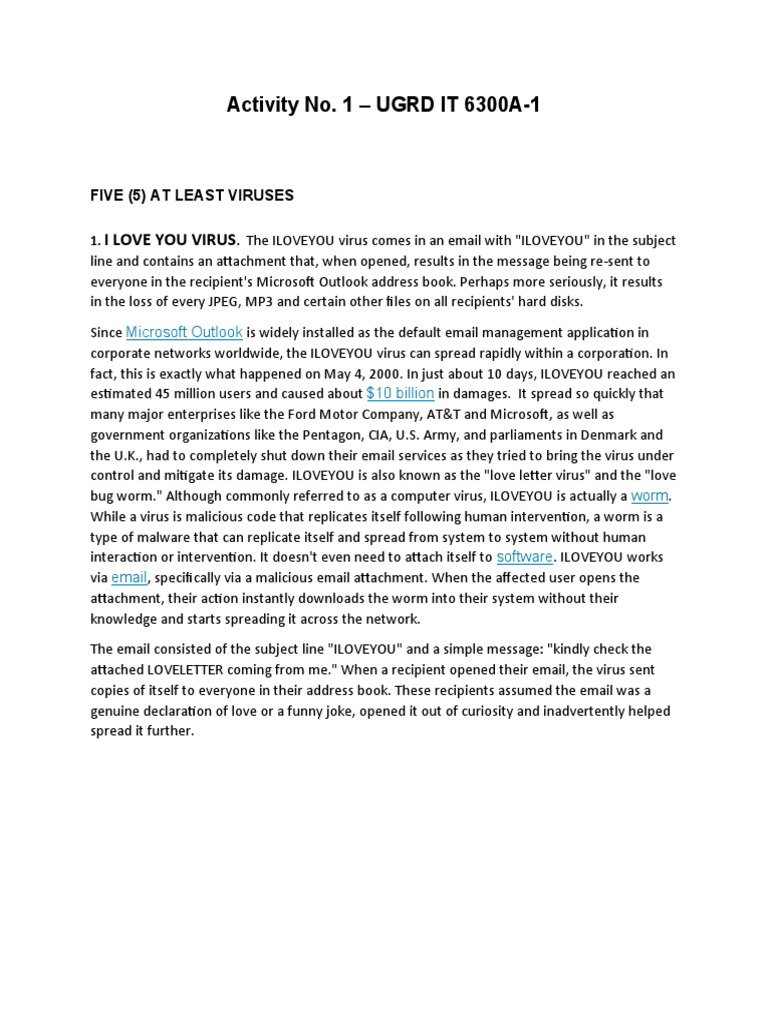 Activity No. 1 | Download Free PDF | Computer Virus | Malware