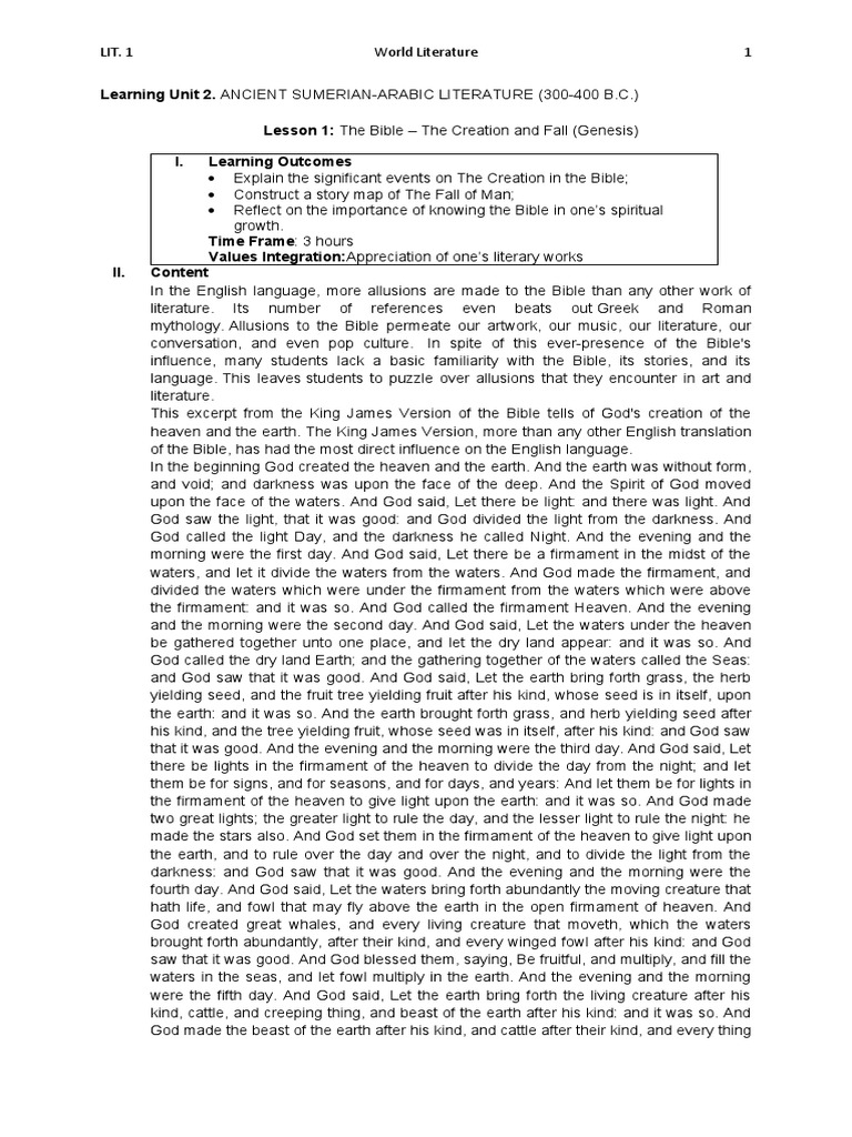 World Literature Midterm Learning Unit 2 | PDF