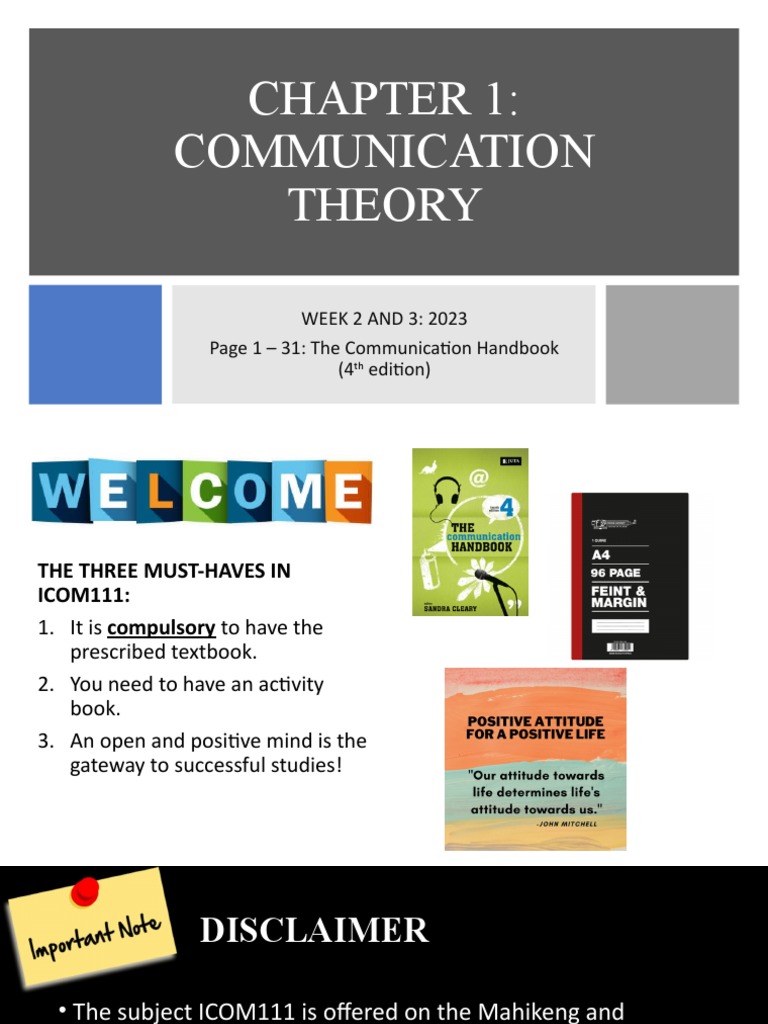 ICOM WEEK 2 and 3 COMMUNICATION THEORY CHAPTER 1 | PDF | Communication ...