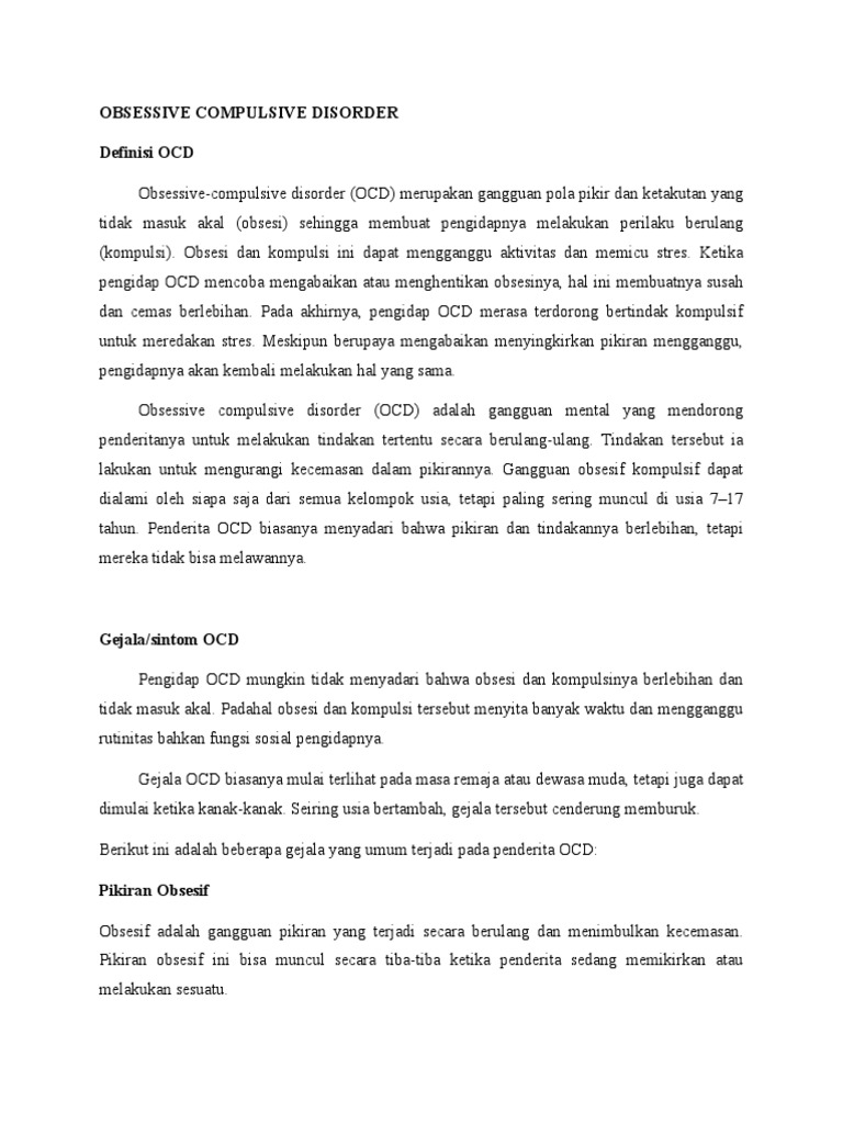 Obsessive Compulsive Disorder | PDF | Pengembangan Diri