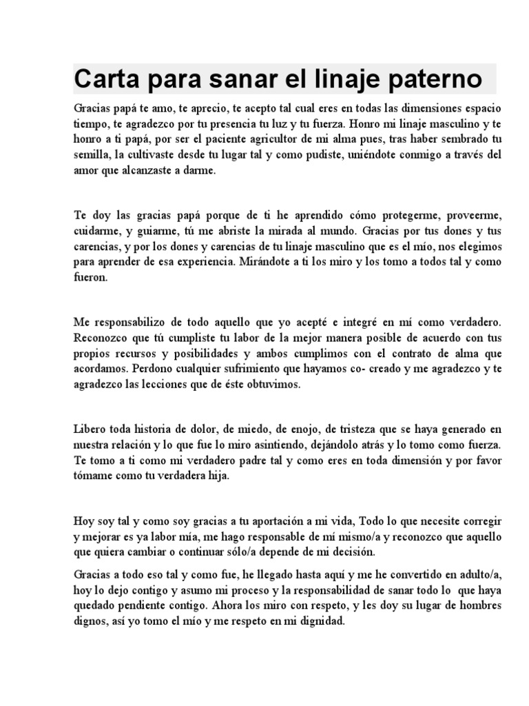 Carta para sanar el linaje paterno | PDF