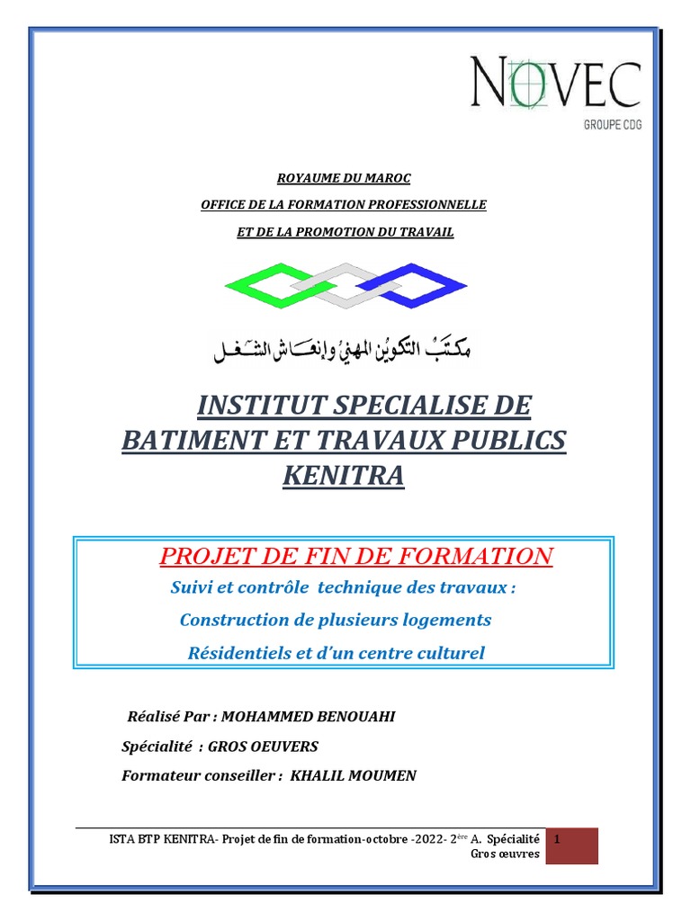 Rapport de Stage - Mohammed Benouahi Version 2 - Ista BTP Kenitra - Novice | PDF | Eau | Barrage