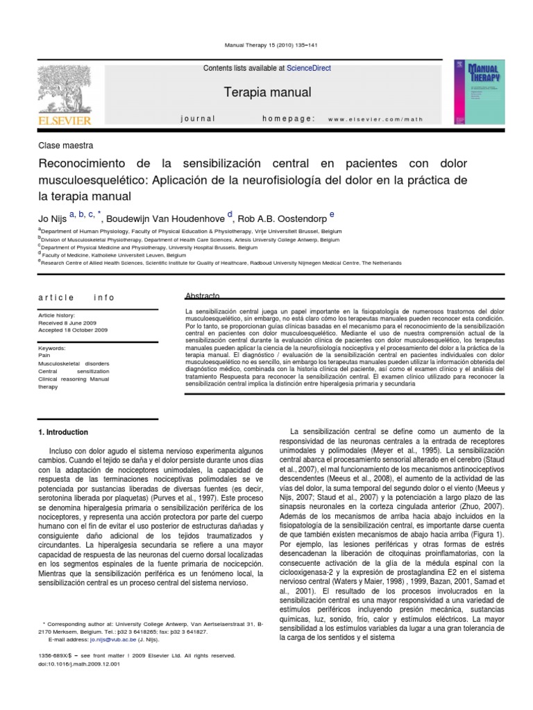 C-Sensibilización Central | PDF | Dolor | Fibromialgia