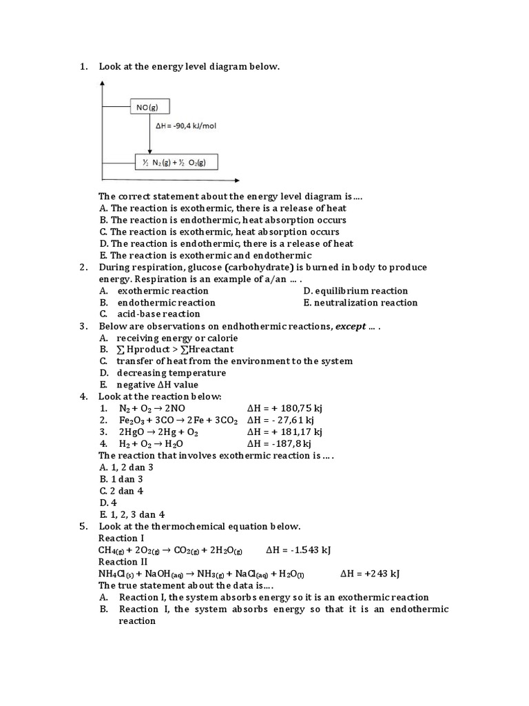 Thermochemistry Quiz Questions | PDF | Chemical Reactions | Enthalpy