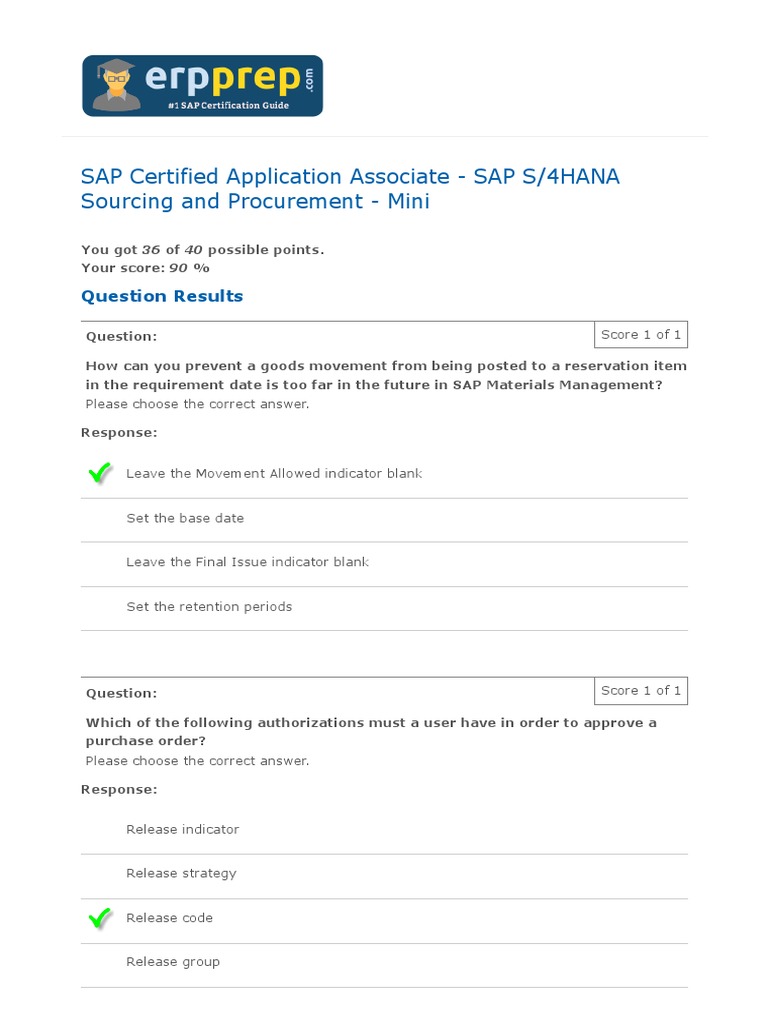 SAP Certified Application Associate - SAP S/4HANA Sourcing and ...