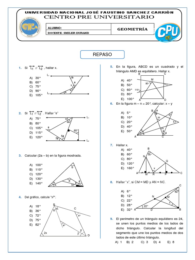 Repaso de Geometría Cpu | PDF | Triángulo | Geometría