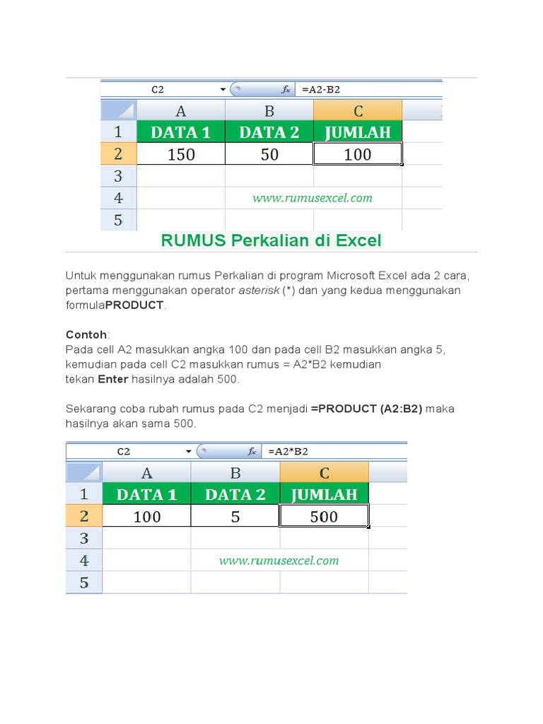 RUMUS Perkalian Di Excel | PDF