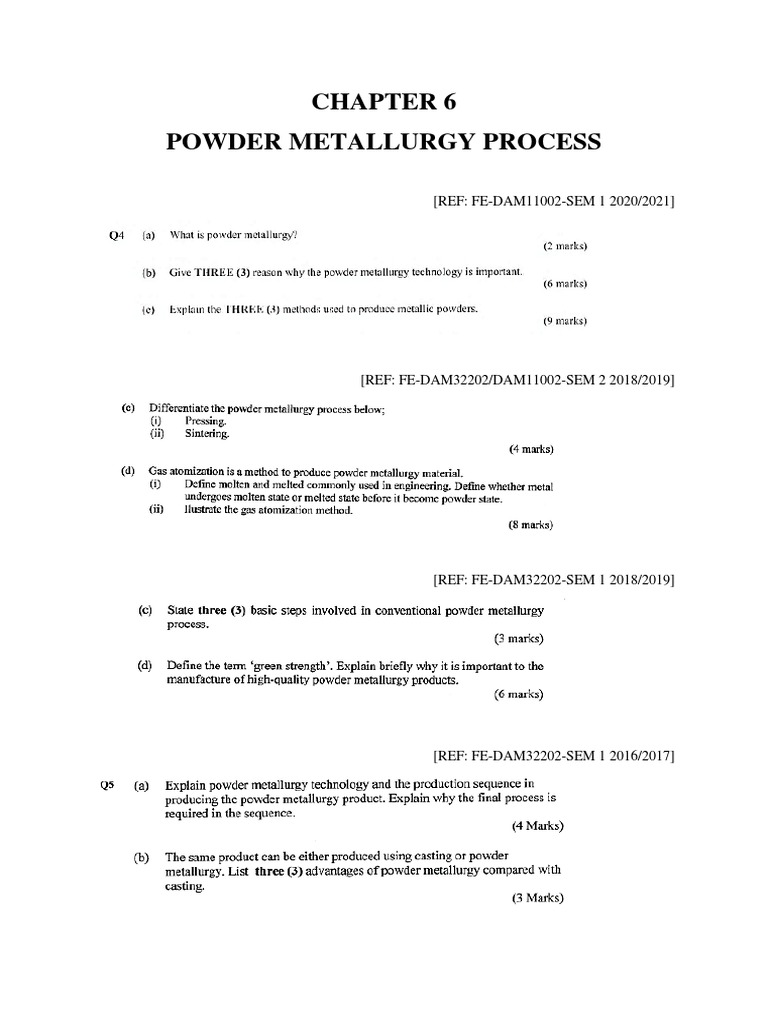 Chapter6 Powdermetallurgyprocesstutorial | PDF