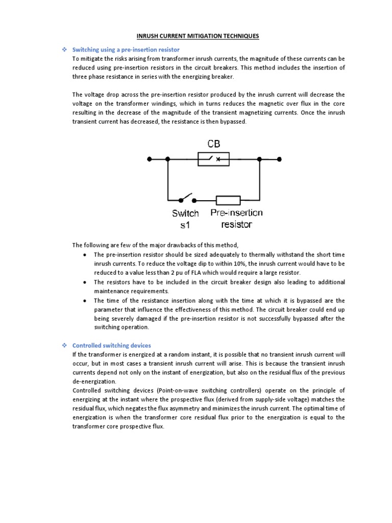 Inrush Current Mitigation Techniques | PDF | Transformer | Physical Quantities
