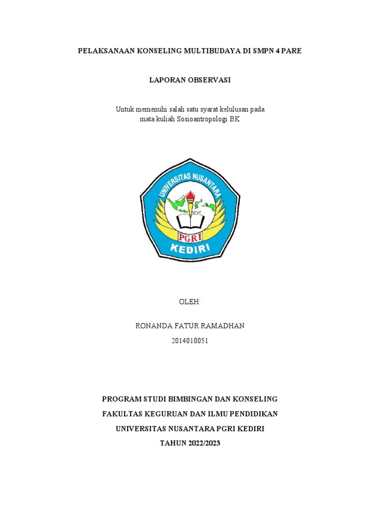 Ronanda Fatur R - 2014010051 - Observasi Sosioantropologi BK | PDF | Karier & Perkembangan ...