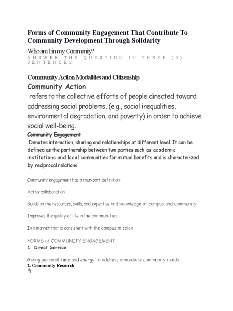 MODULE 6 WEEK6 - Forms of Community Engagement That Contribute To ...