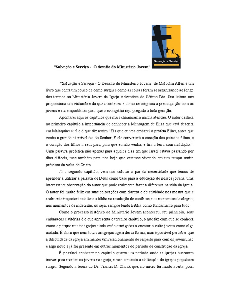 Resumo Do Livro Salvação E Serviço Pdf Igreja Cristã Bíblia