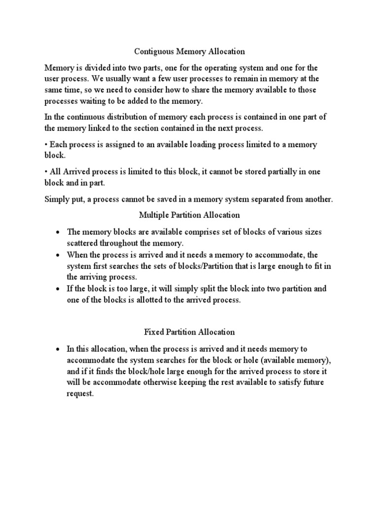 Contiguous Memory Allocation Download Free Pdf Process Computing Office Equipment 