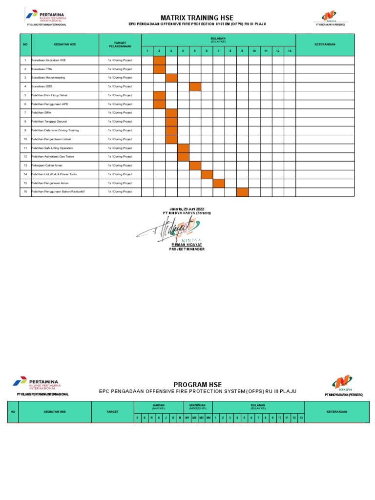 HSE Training Program Matrix Overview | PDF