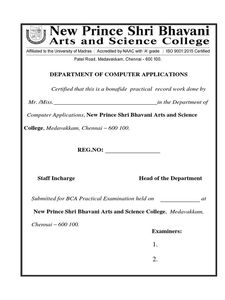 BCA Practical Record Submission | PDF