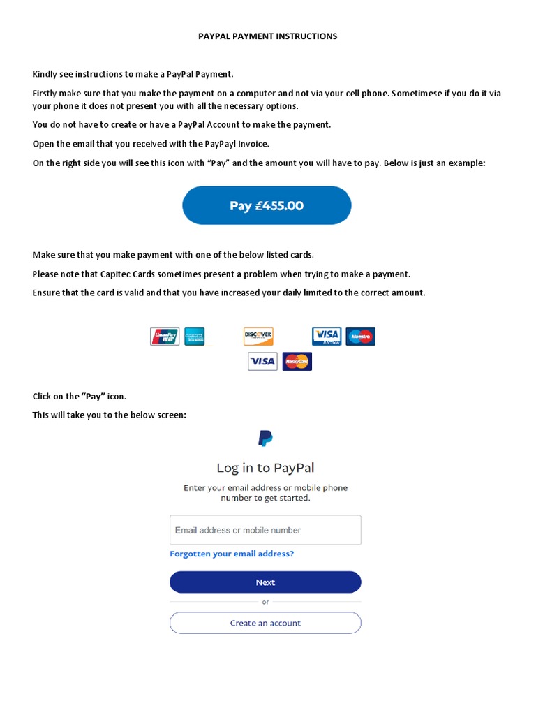 Paypal Payment Instructions | PDF