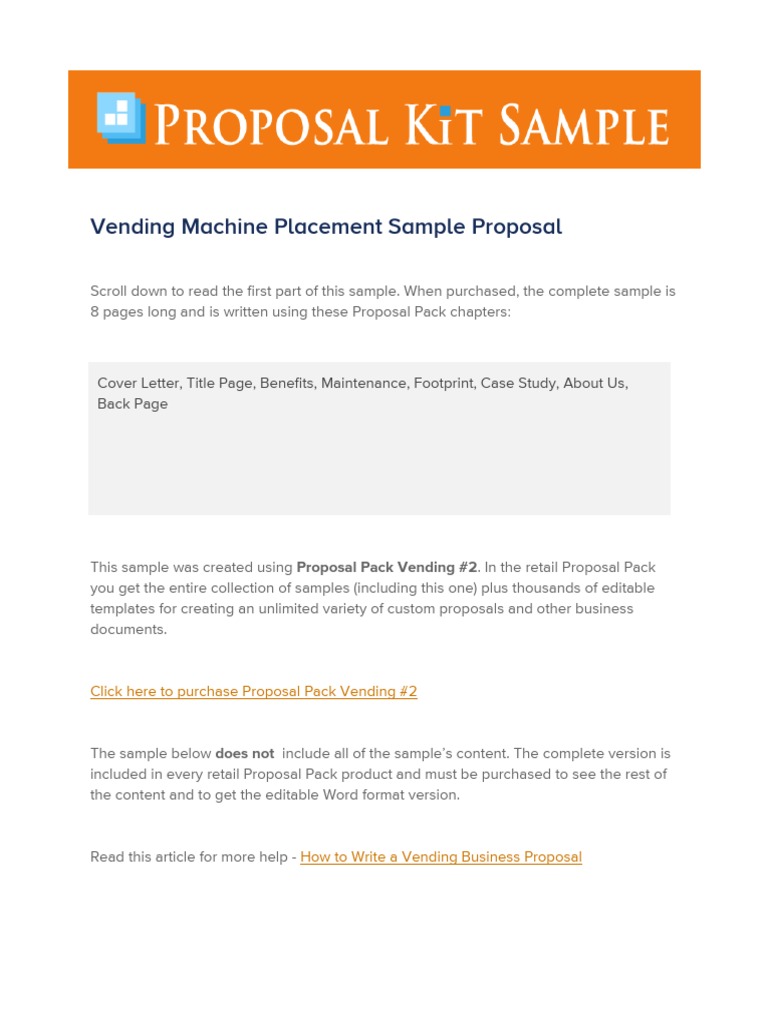 Vending Machine Placement Proposal | PDF | Vending Machine