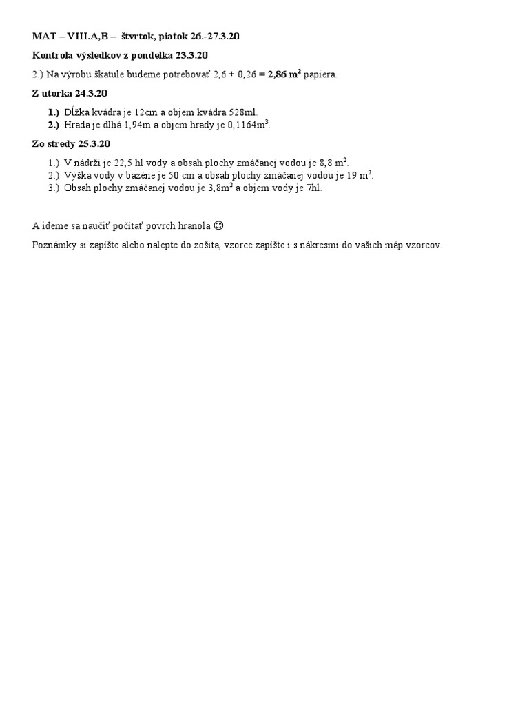 MAT 8A 2 Mat VIII.A B - 26.-27.3.20 | PDF