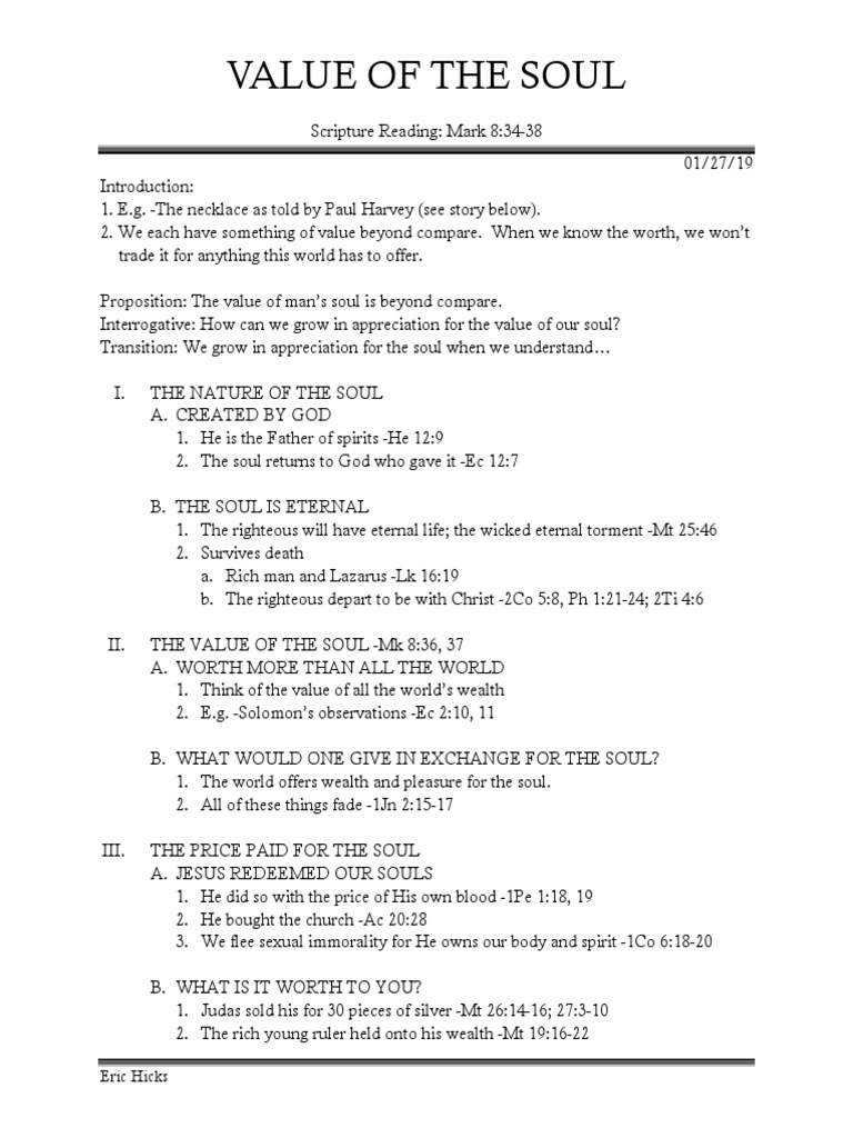 Value of The Soul: Eric Hicks | PDF | Jewellery | Soul