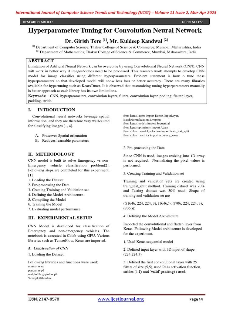 CNN Hyperparameter Tuning Guide | PDF | Cognitive Neuroscience | Computational Science