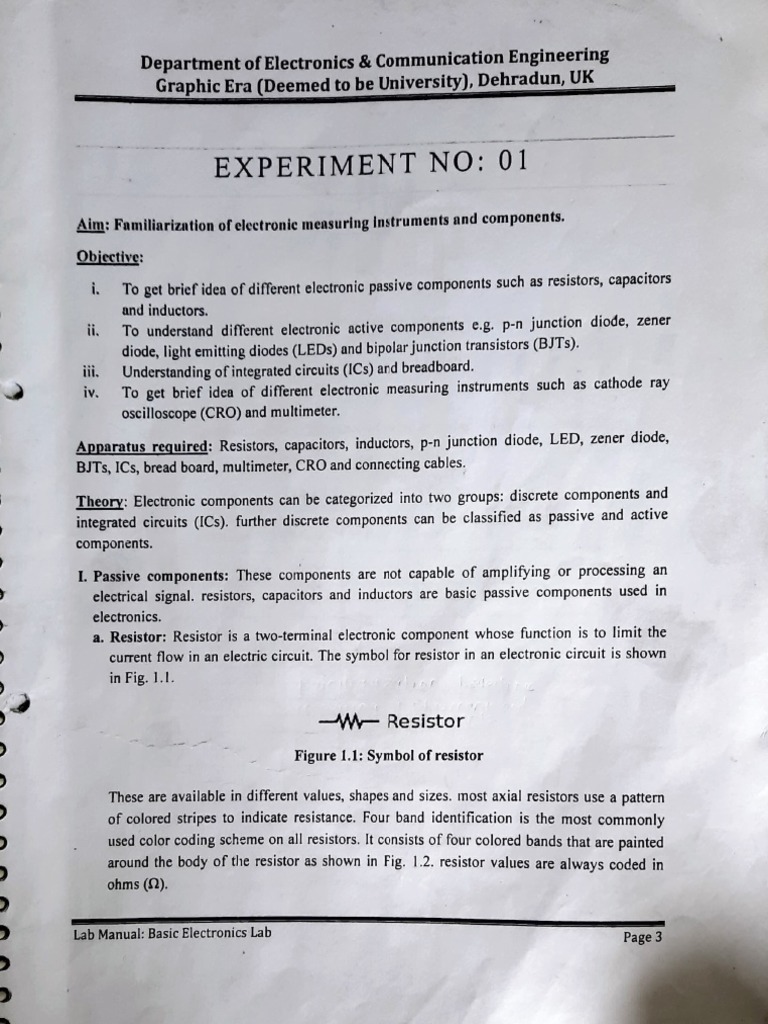 Experiment No. 1, Electronic Lab Group 1 | PDF