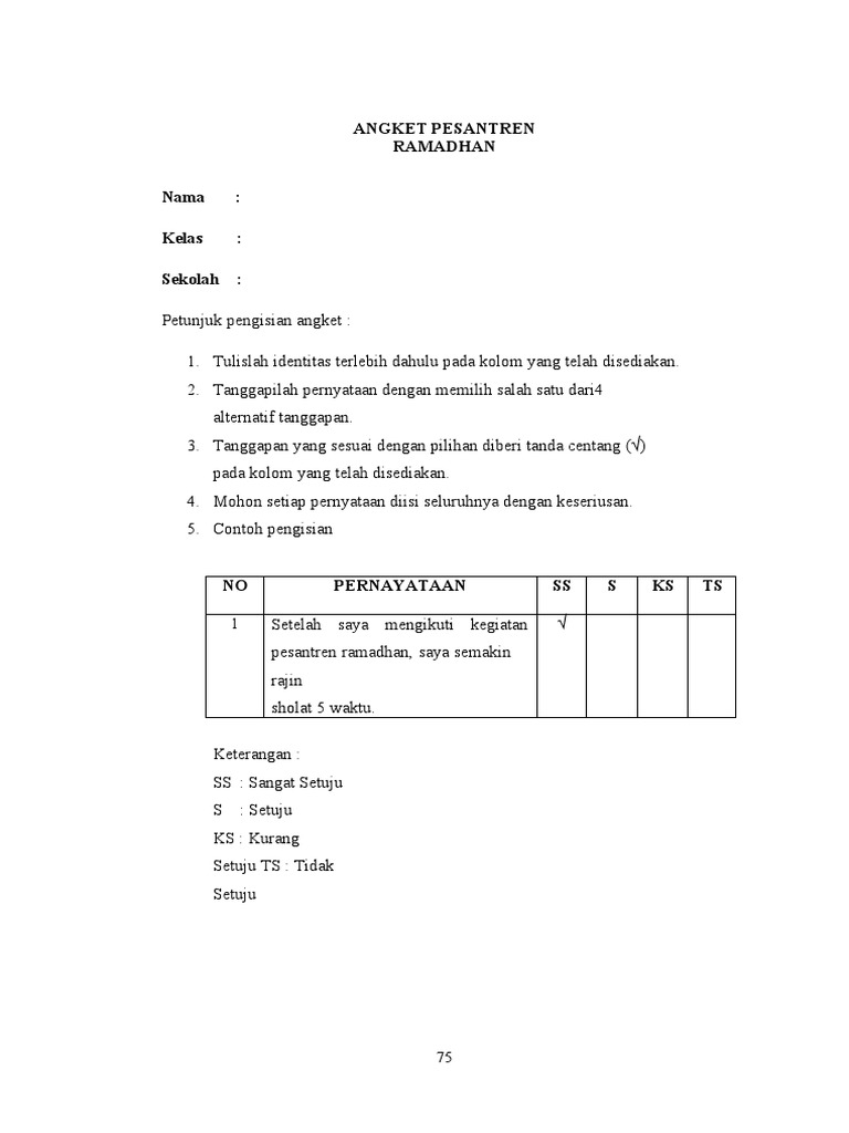 Angket Pesantren Ramadhan | PDF