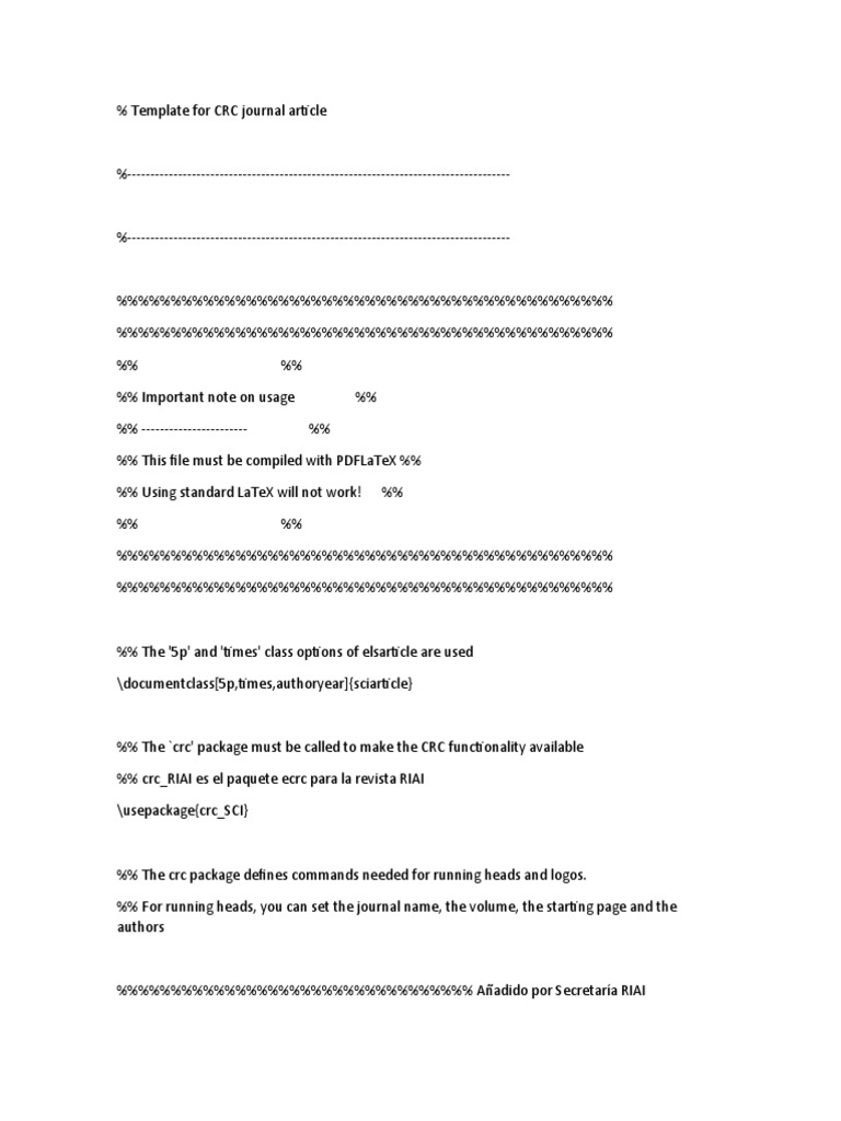 CRC Journal Article Template Guide | PDF | Bracket | Text