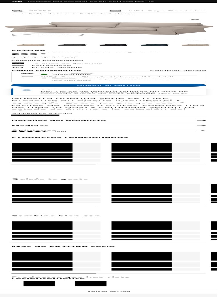EKTORP Sofá de 2 Plazas, Totebo Beige Claro - IKEA | PDF