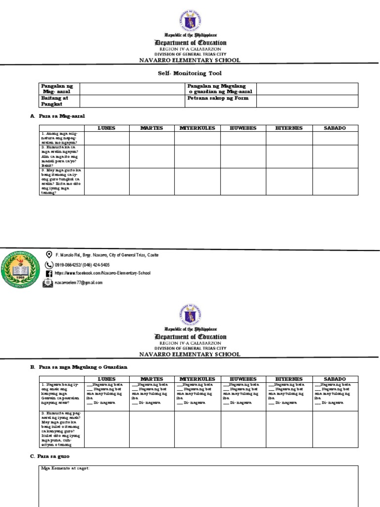 Self - Monitoring Tool | PDF