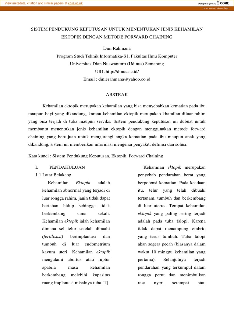 Ektopik: Provided by Udinus Repo | PDF | Kesehatan Holistik