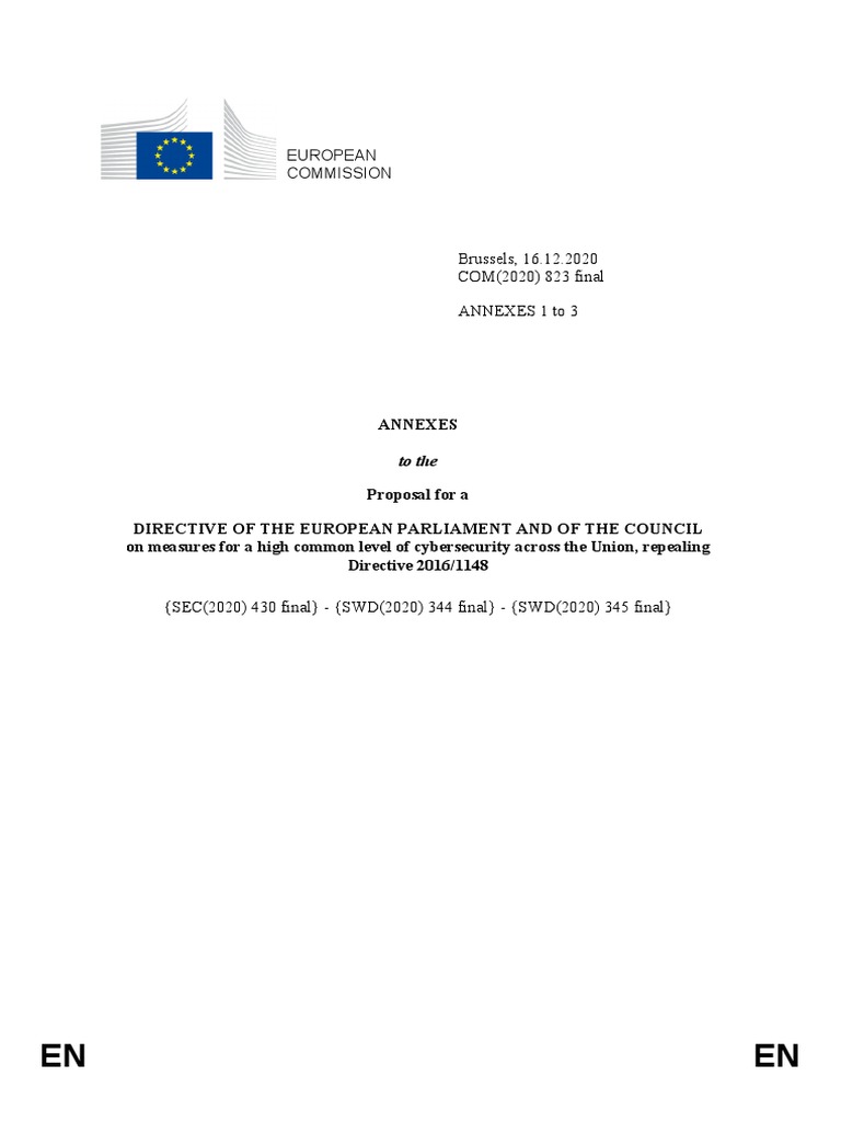 NIS2 - Annex 1 EN | PDF | European Union | European Commission