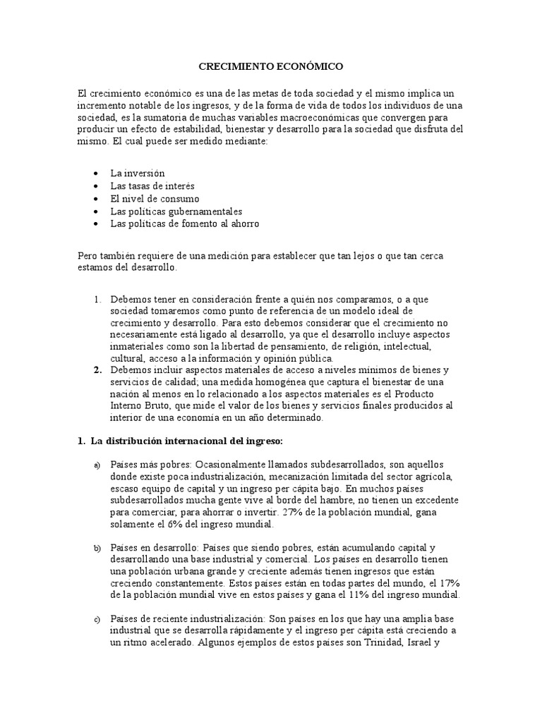 Crecimiento Económico | PDF | Producto Interno Bruto | Crecimiento económico