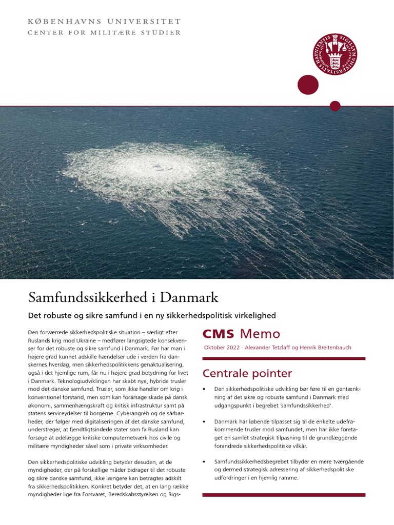 CMS Memo 2022 5 - Samfundssikkerhed I Danmark (Digital) | PDF