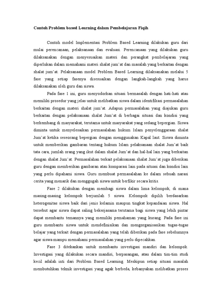 Contoh Problem Based Learning Dalam Pembelajaran Fiqih | PDF
