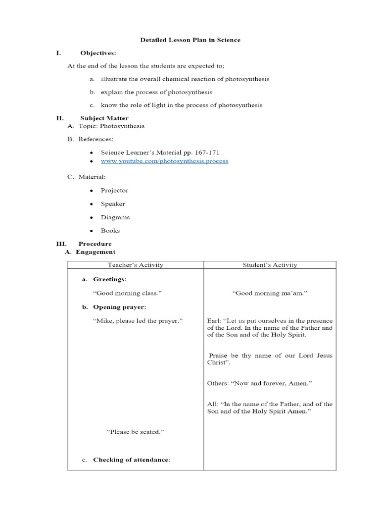 Detailed Lesson Plan in Science 5e | PDF