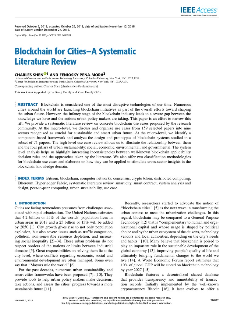 Blockchain For Cities-A Systematic Literature Review | PDF ...