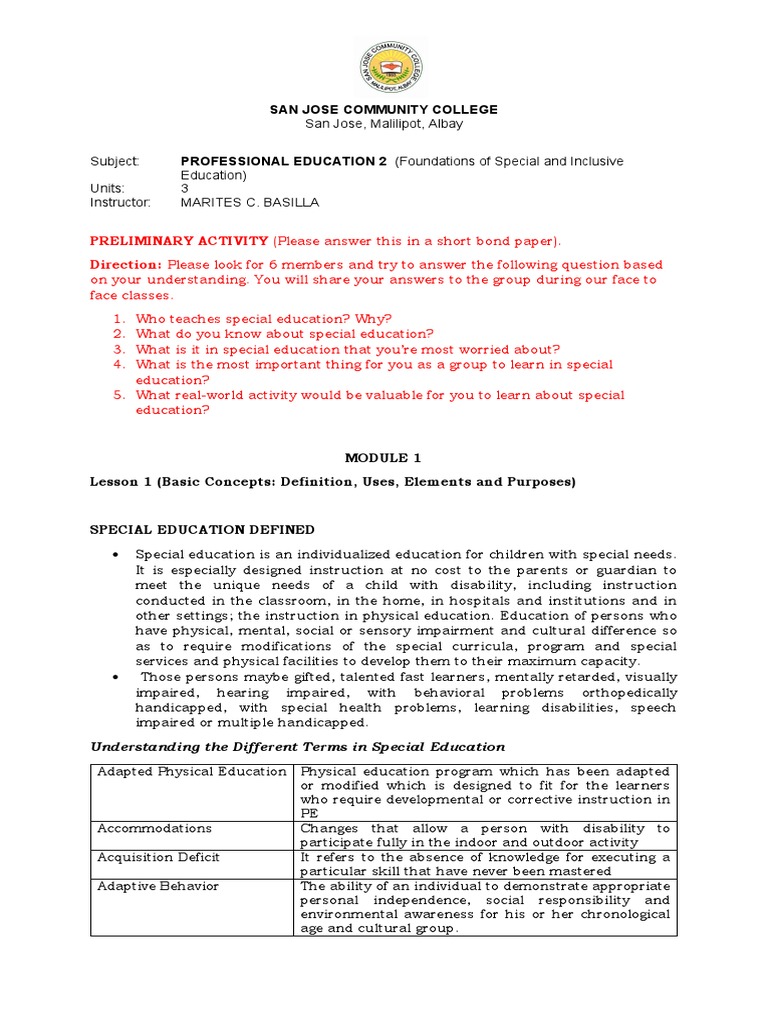 Module 1 Inclusive Education | Download Free PDF | Inclusion (Education ...