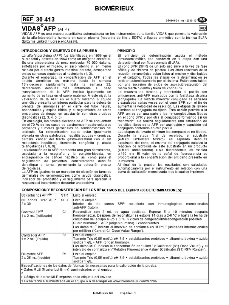 Introduccion Y Objetivo de La Prueba Principio: Biomérieux Sa Español - 1 | PDF | Química