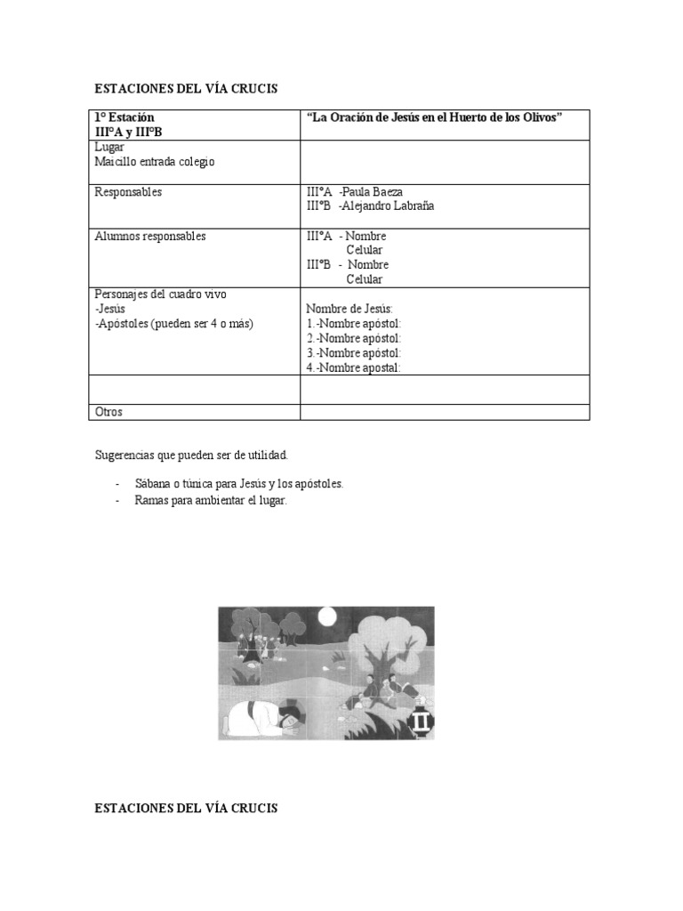 Vía Crucis: Guía de Estaciones y Personajes | PDF | Estaciones de la ...