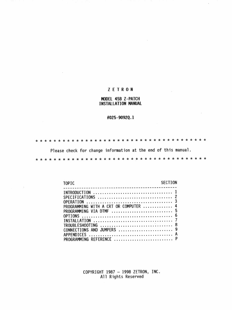 Zetron 45b Manual | PDF
