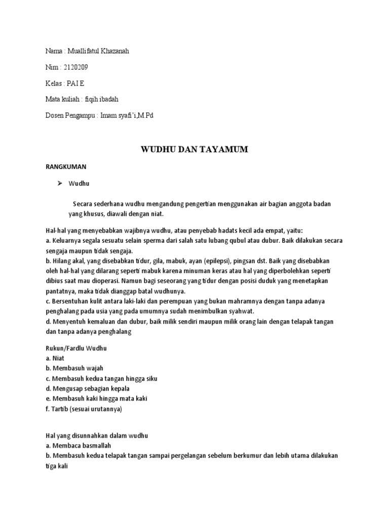 Bab 2 Wudhu Dan Tayammum Pdf Agama And Spiritualitas